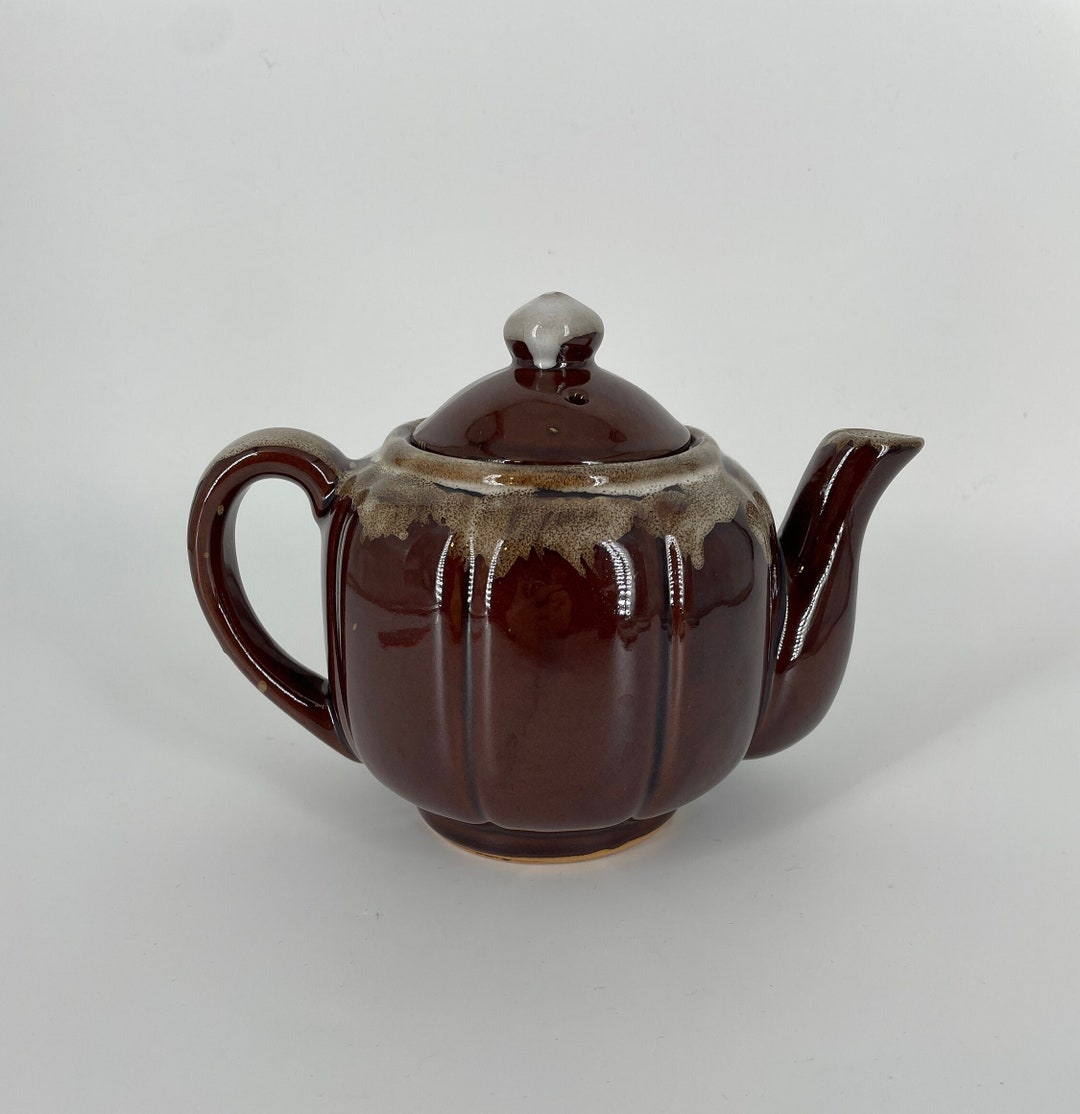Vintage Brown Drip Ceramic Teapot - Etsy