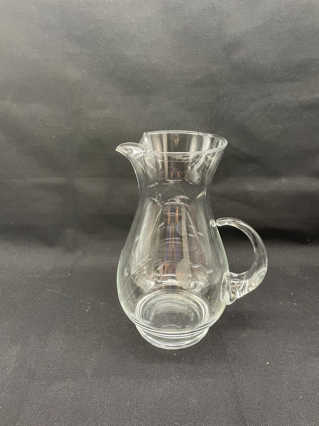 Princess House Heritage Crystal Pitcher, Floral Etched, Handblown, Hand ...