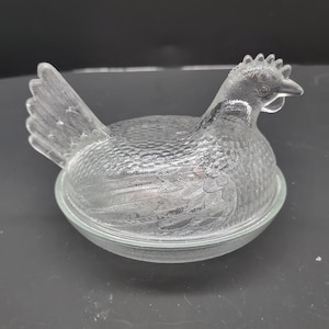 Vintage Glass Hen on Nest - Etsy