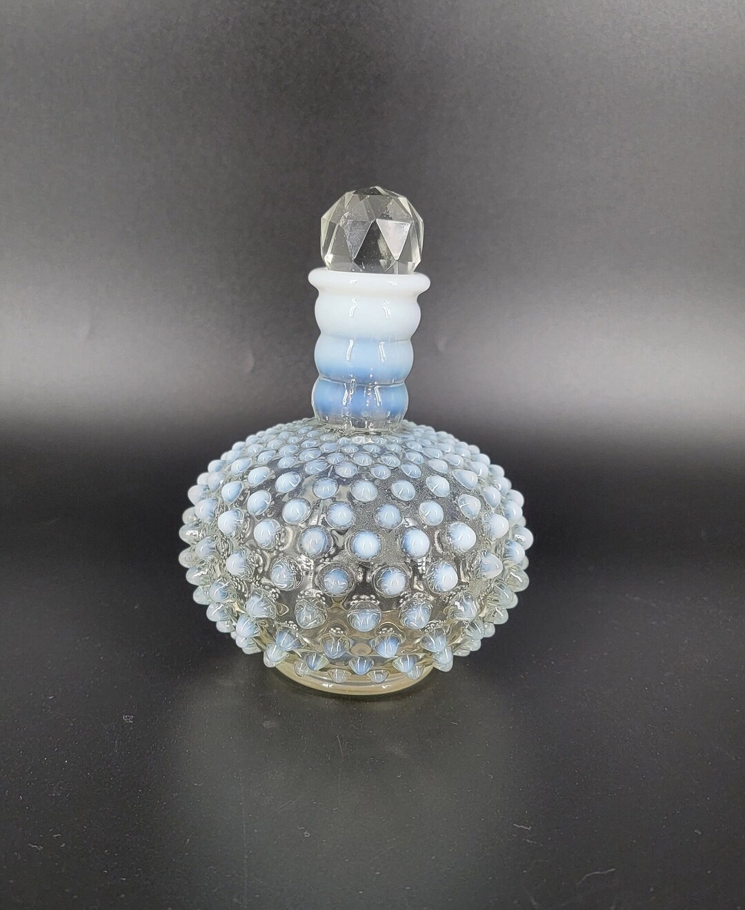Fenton Moonstone Opalascent Hobnail Perfume Decanter W/faceted Glass ...