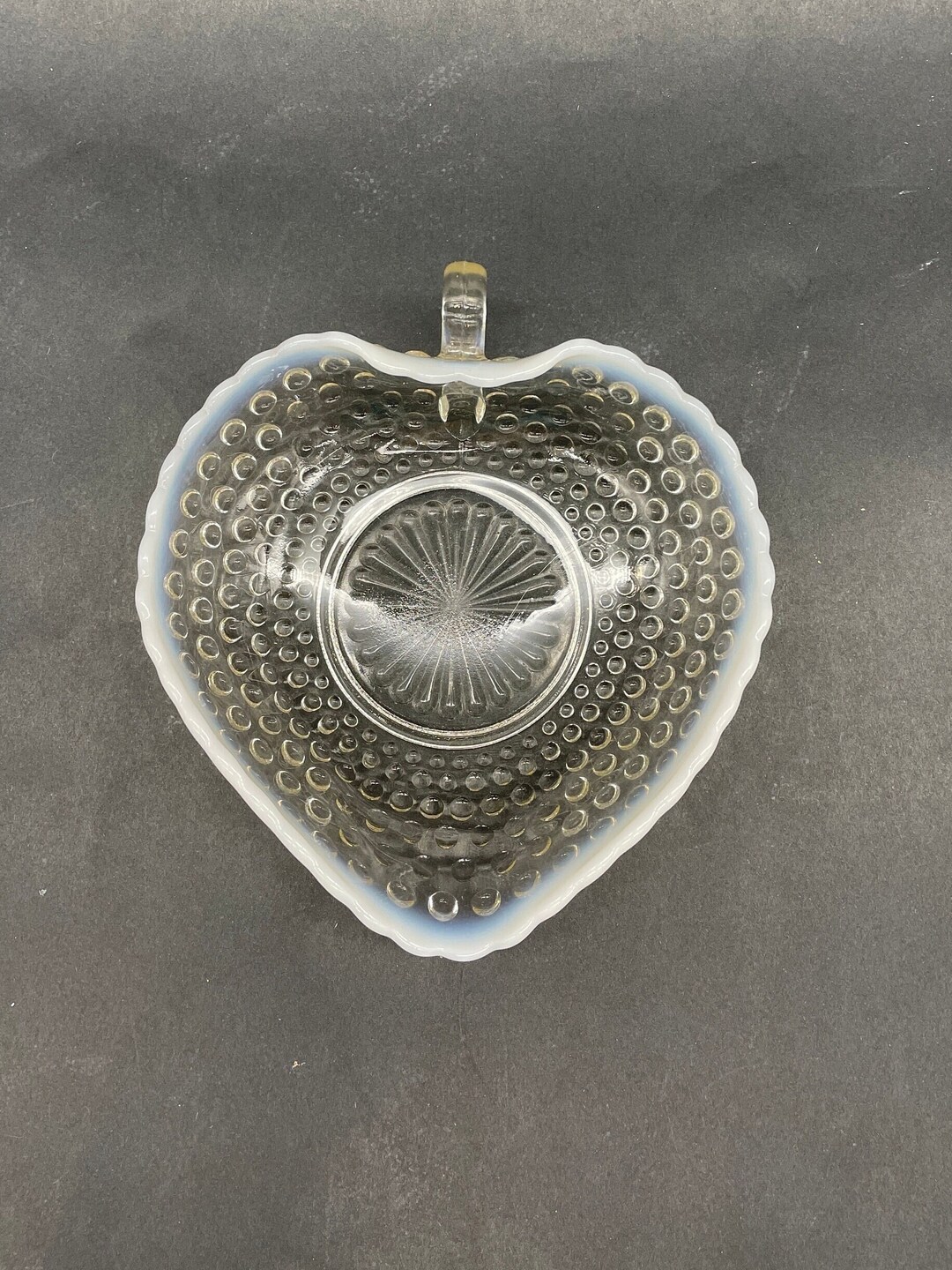 Anchor Hocking Heart Shape Hobnail 7” Bonbon Dish W/ Handle - Etsy