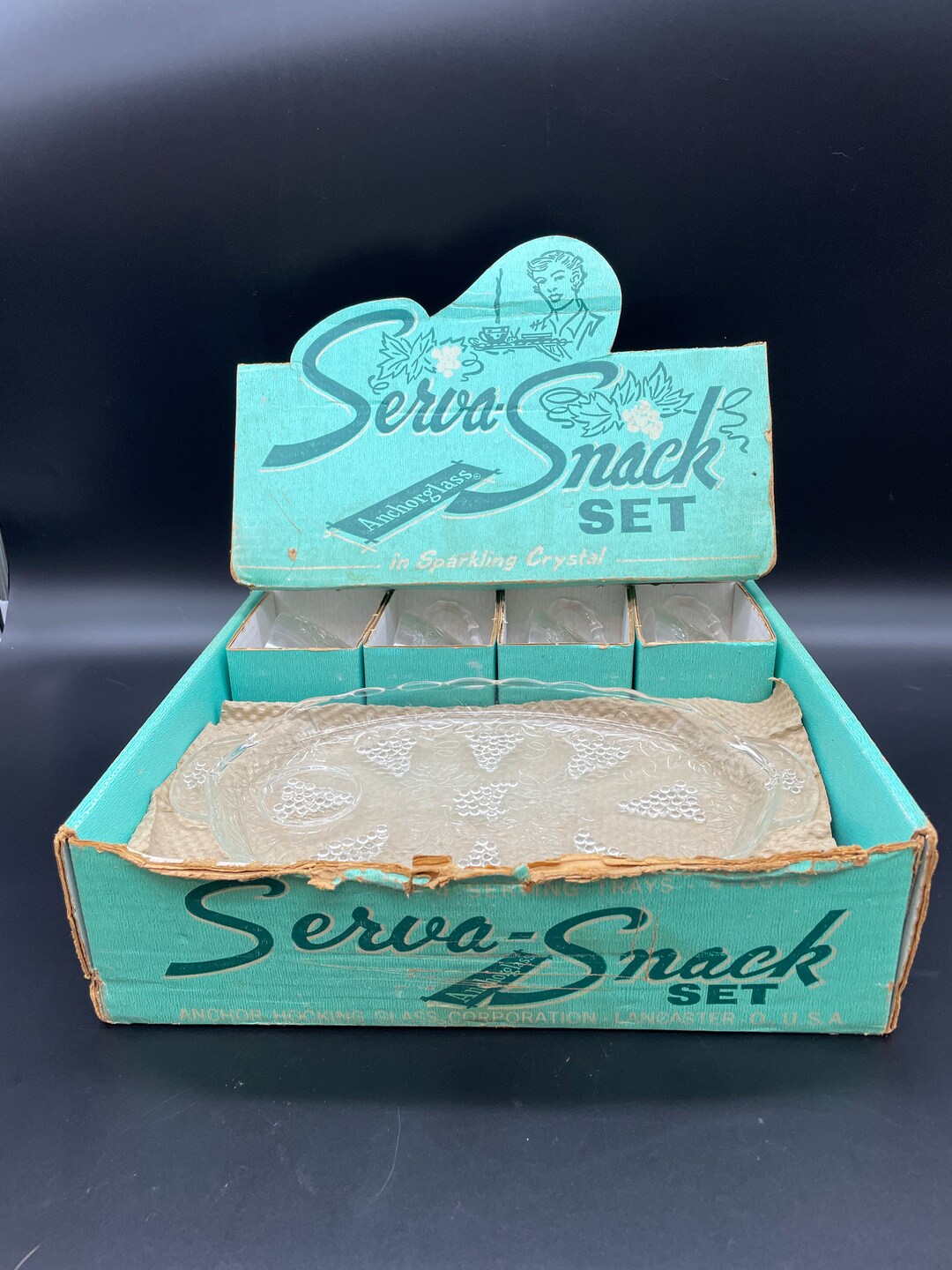 Vintage Anchor Hocking Serva-snack Set - Etsy