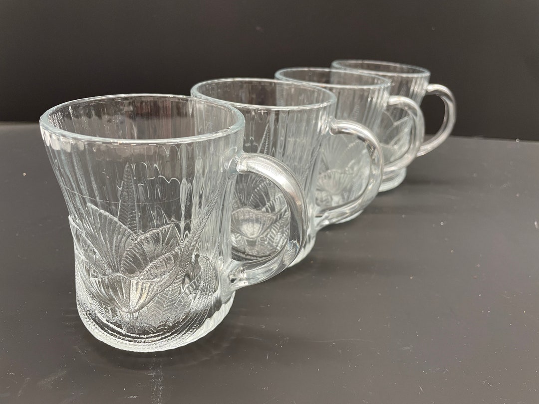 Set of 4 Arcoroc Canterbury Crocus Clear Glass 10 Oz. Mug-tea Cup ...