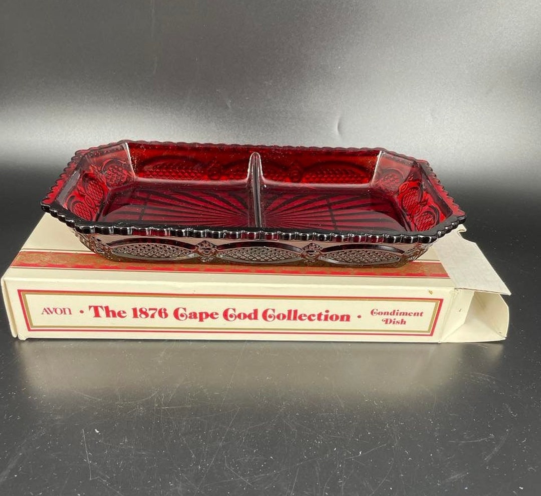 Avon 1876 Ruby Red Cape Cod Collection Relish Dish - Etsy