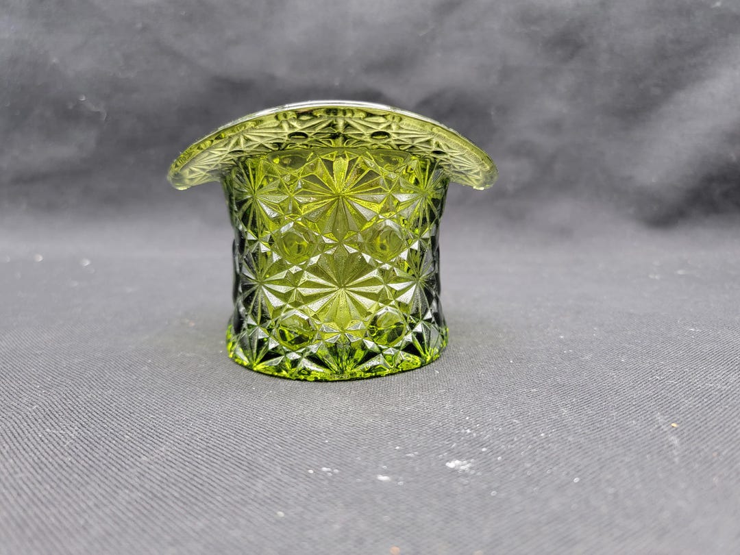 Vintage Green Glass Top Hat - Etsy