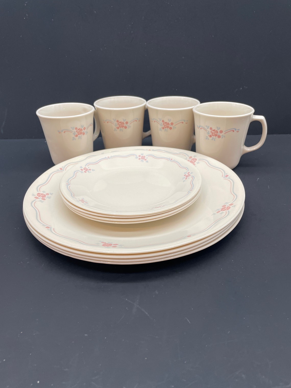 Corelle 12 Piece English Breakfast Dinnerware Set (4 Dinner Plates, 4 ...