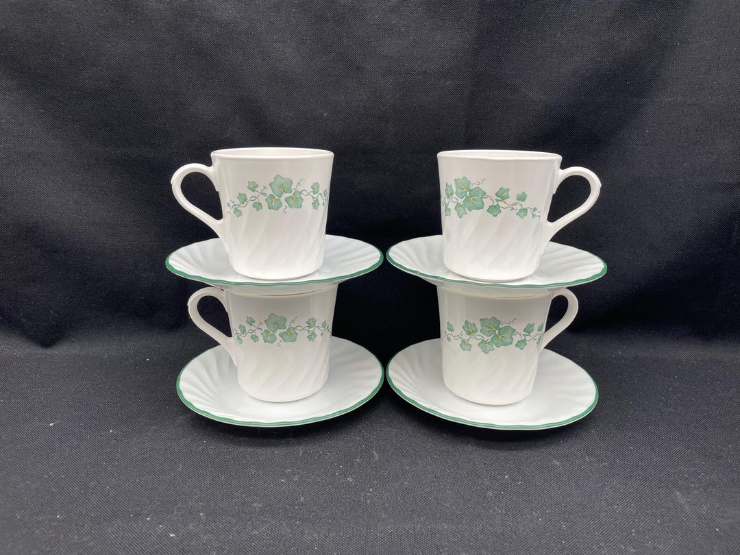 Corning Corelle Callaway Green Ivy Cups / Mugs & Saucers Set of 4 - Etsy