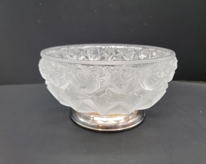 William Adams Frosted Glass Rose Bowl With Silver Plated Base - Etsy