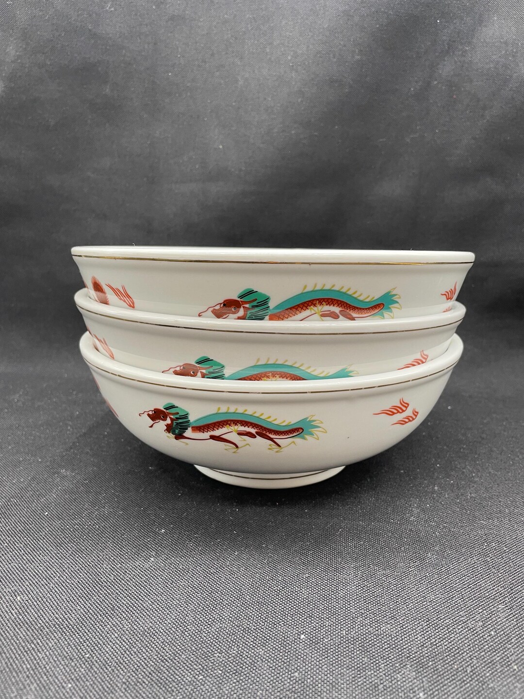 Asian Dragon Bowl Red Blue Serving Bowl by Cathay 8 1/2" Red Dragon ...