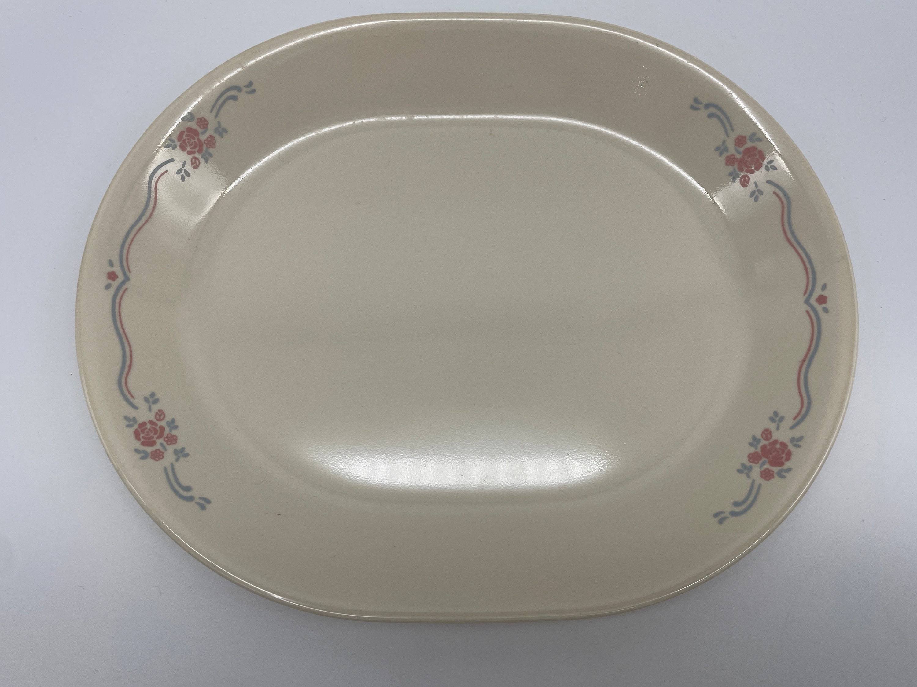 Corelle English Breakfast 12" Serving Platter Pink and Blue Flowers and ...