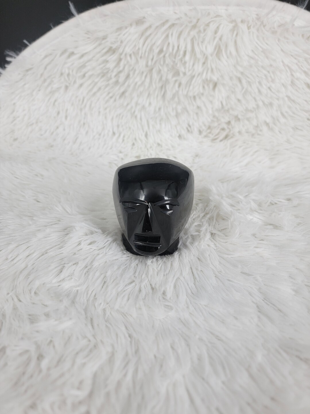 Vintage Black Obsidian Mayan Head Figure Made in Mexico - Etsy