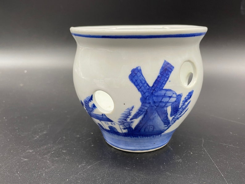 Dutch Blue Crocus Flower Bulb 4” Planter Ships and Windmill and ...