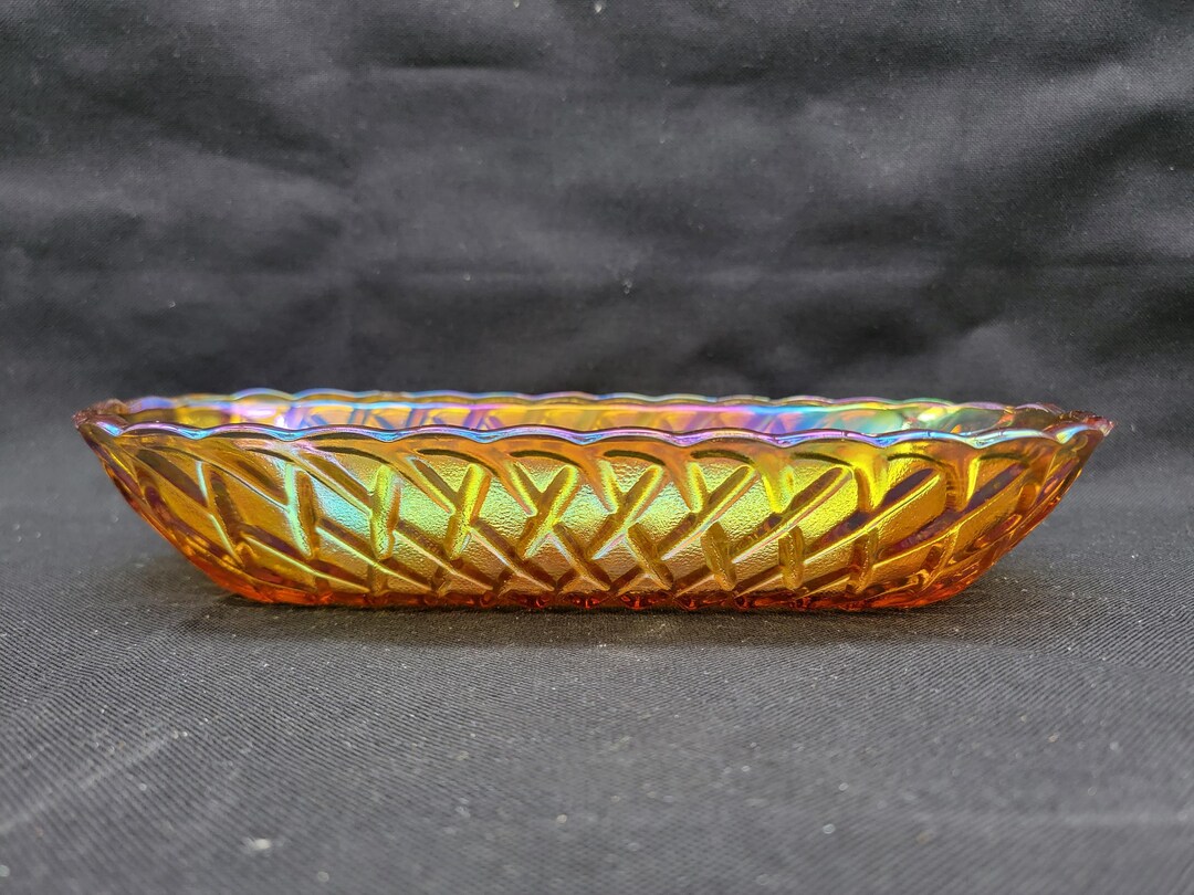 Indiana Glass Carnival Glass Pretzel Relish Dish - Etsy