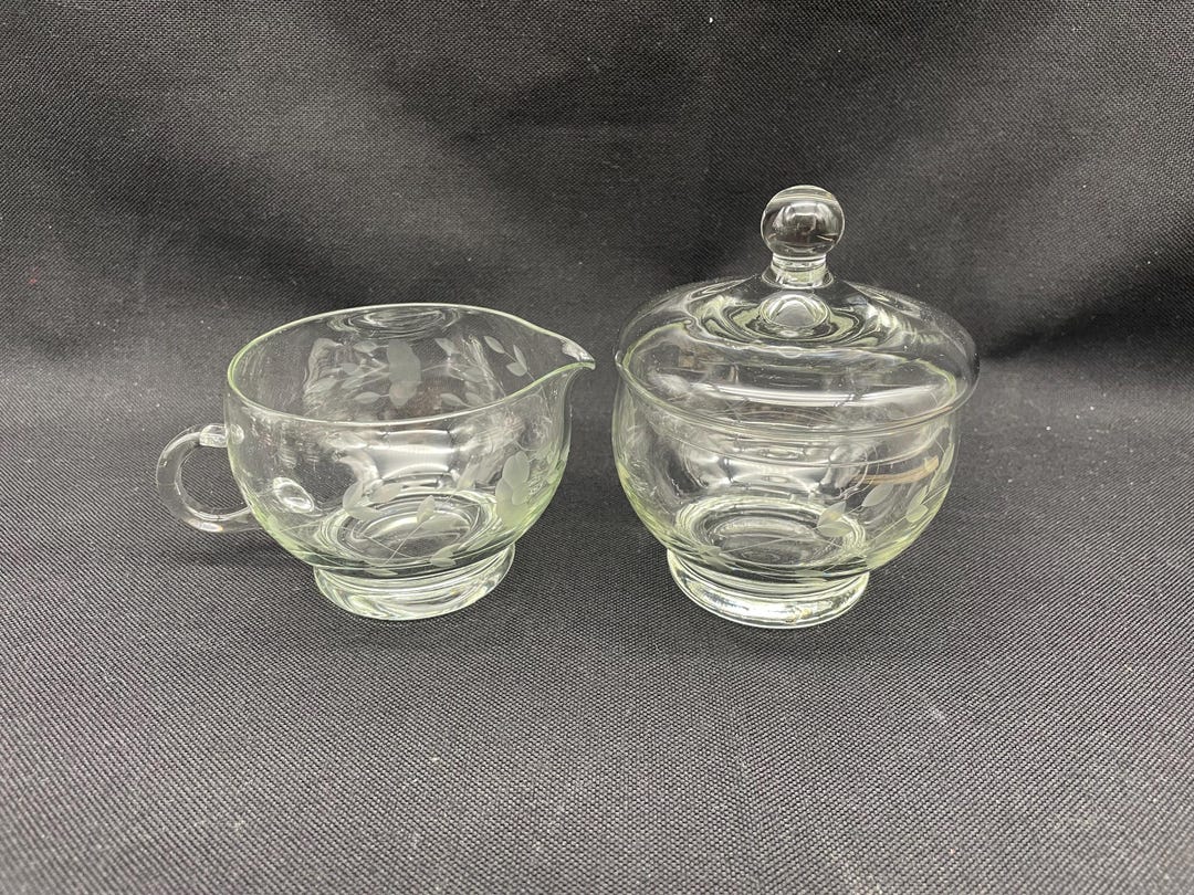 Princess House Heritage Crystal Creamer and Sugar Bowl With Lid - Etsy