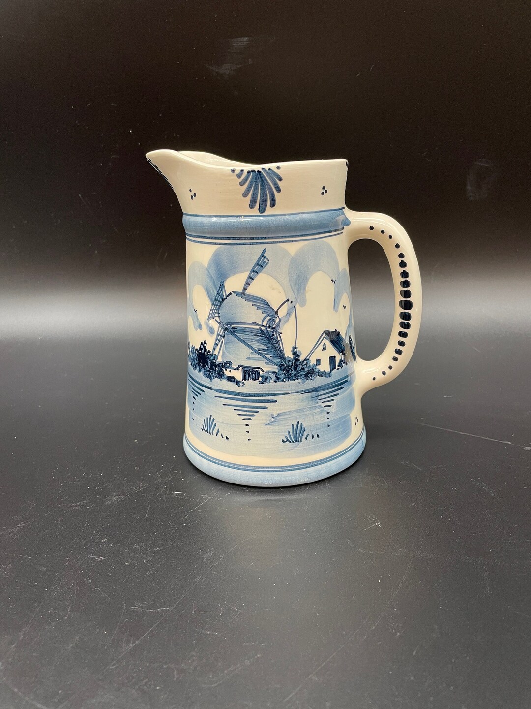 Delft Blauw Pitcher Hand Painted Holland. Delft Blue Windmill Pitcher ...