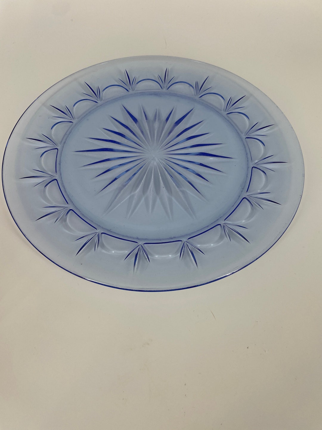 Avon Fostoria Starburst Plate Blue Glass 10” American Discontinued - Etsy