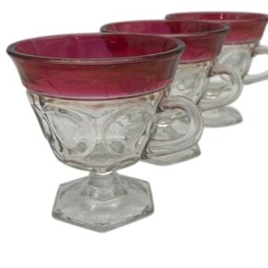 Kings Crown Thumbprint Ruby Flashed Glasses by Indiana Glass, Kings ...