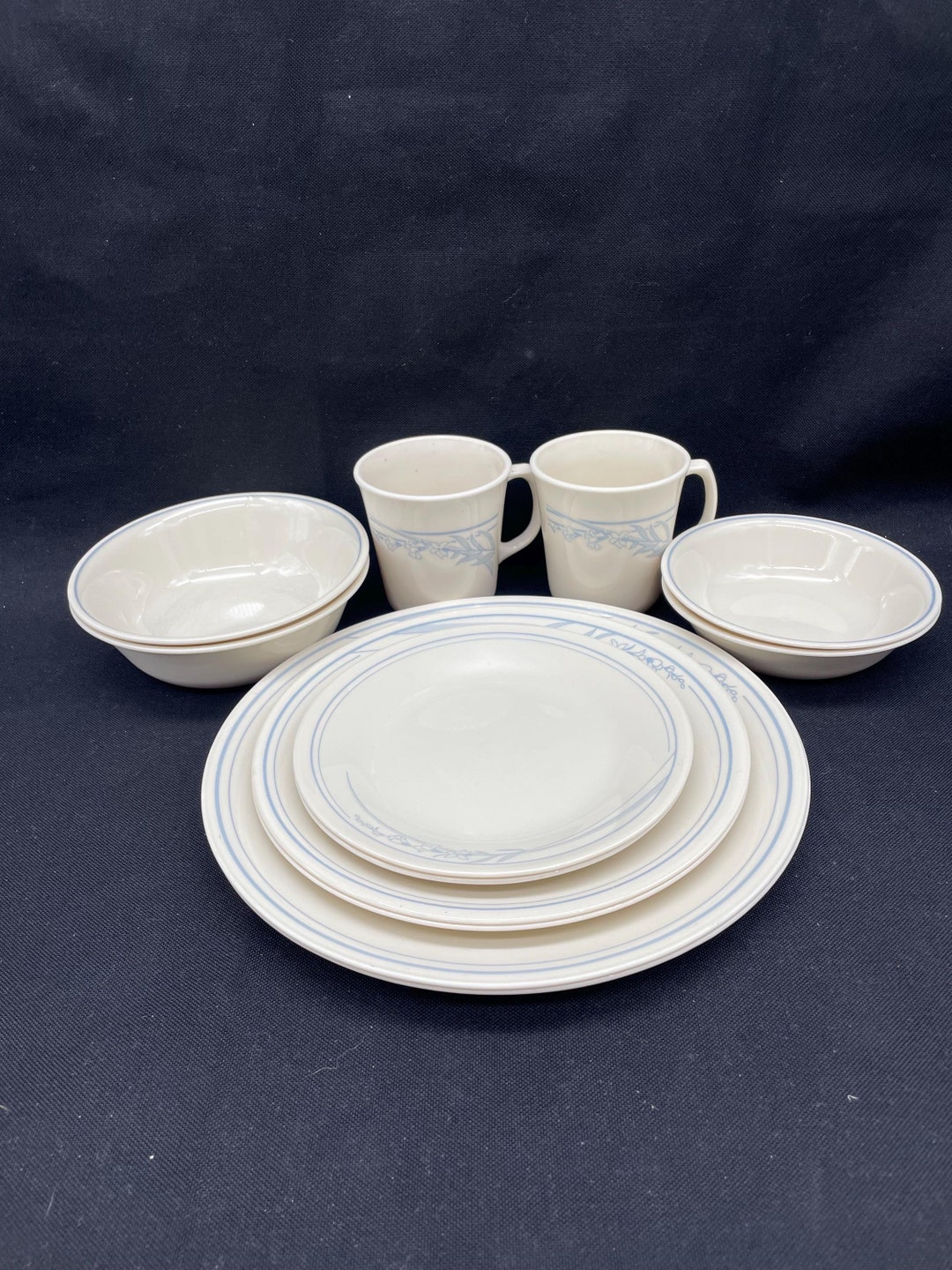 Corning Blue Lily Dinner Set (12 Pieces) - Etsy