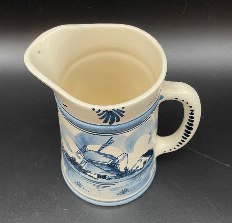 Delft Blauw Pitcher Hand Painted Holland. Delft Blue Windmill Pitcher ...