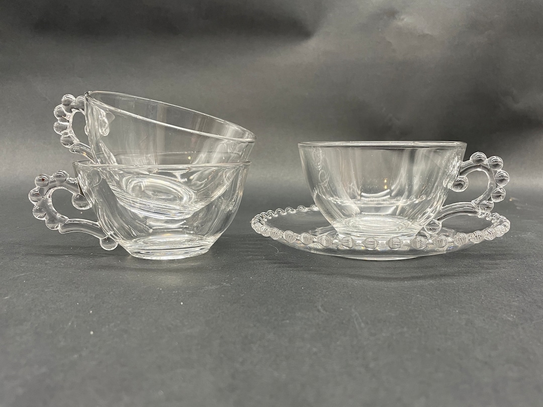 Vintage Imperial Glass Candlewick 3 Cups and 1 Saucer MCM, Candlewick ...