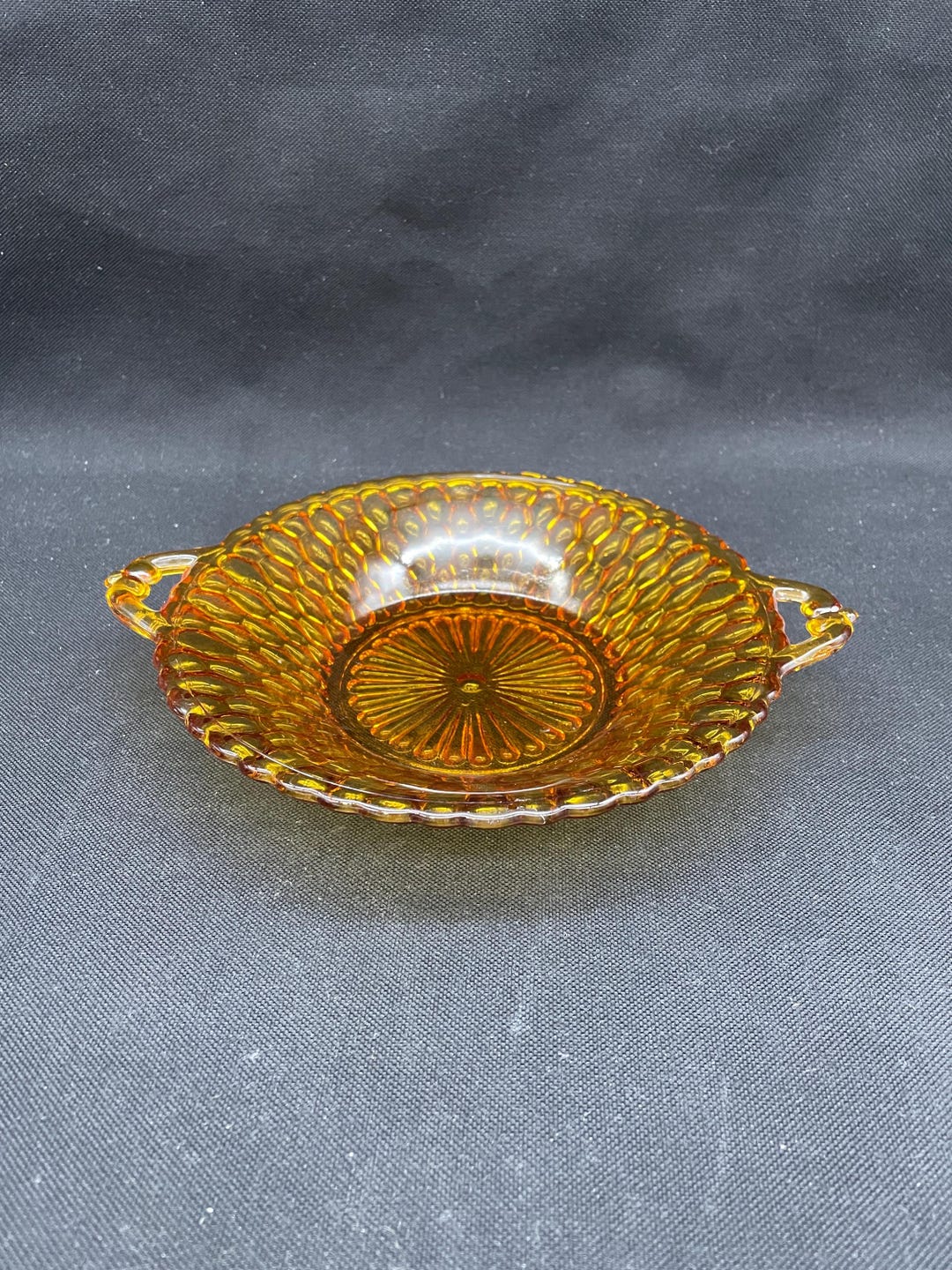 Indiana Glass Amber Honeycomb Dish - Etsy