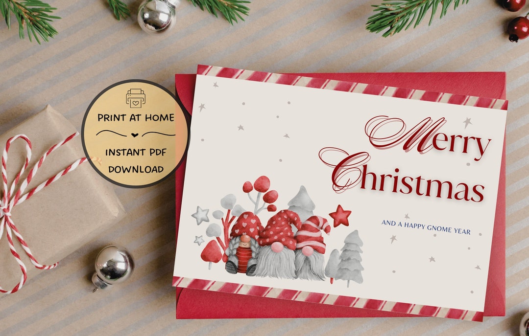 Printable Merry Christmas Card Instant Download Holiday - Etsy