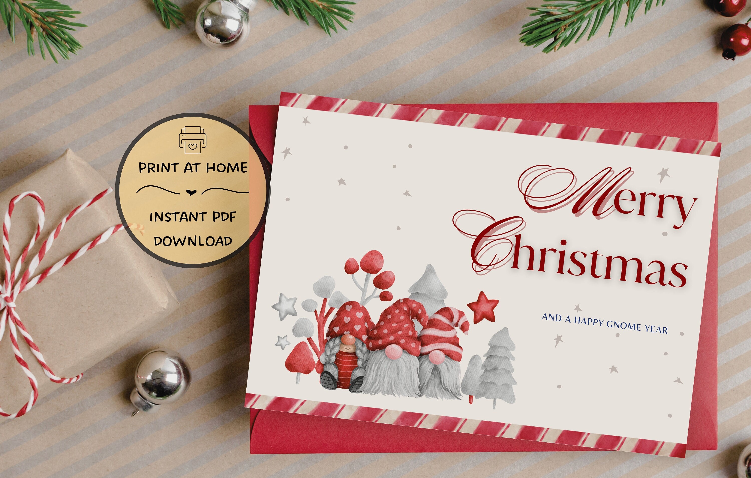 Printable Merry Christmas Card Instant Download Holiday - Etsy