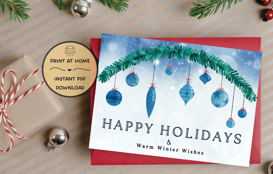 Happy Holiday Printable Card Printable Holiday Card - Etsy