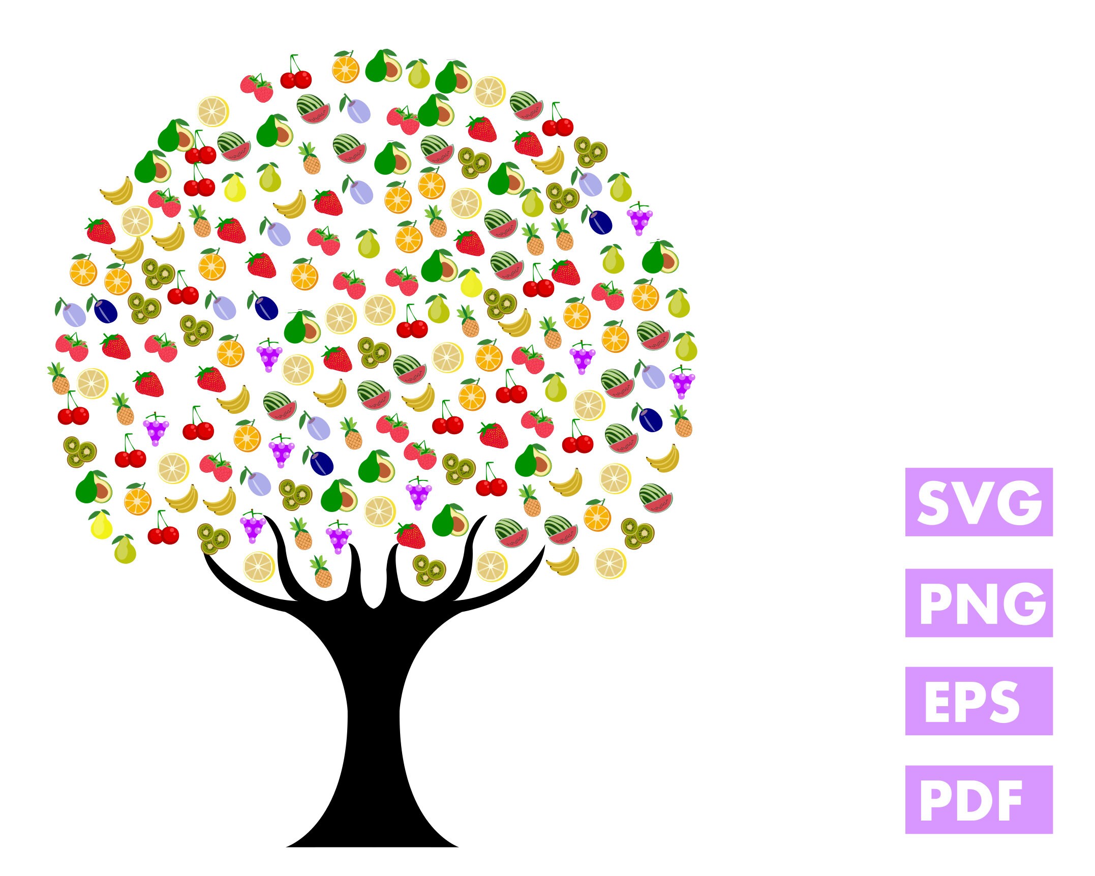 Fruits Svg Fruits Tree Svg Fruits Tree Clipart Fruits Png - Etsy