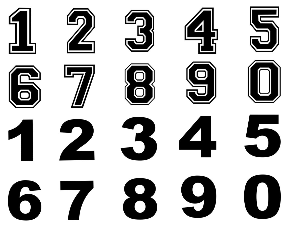 Numbers Svg, Numbers Svg Bundle, Sport Numbers, Varsity Numbers ...