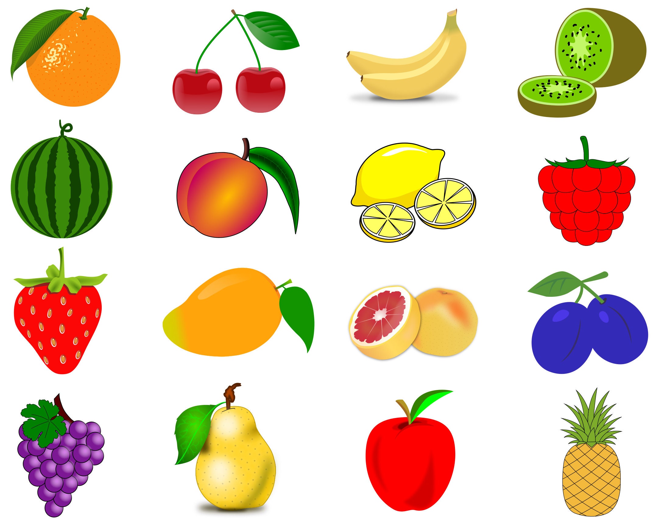 Fruits Svg, Fruits Clipart, Fruits Svg Bundle, Strawberry, Apple ...