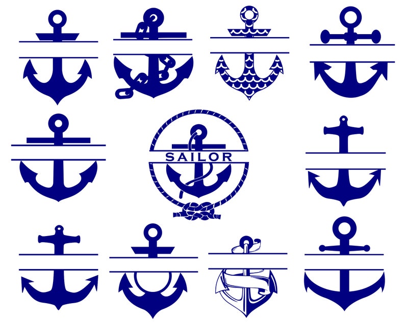Anchor Svg, Split Anchor Svg, Anchor Png, Anchor Split Monogram , Split Anchor Png, Nautical Cut ...
