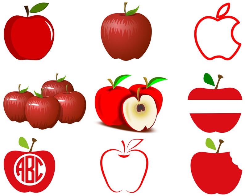Apple Svg Apple Clipart Apple Cut File Apple Svg Bundle - Etsy Canada