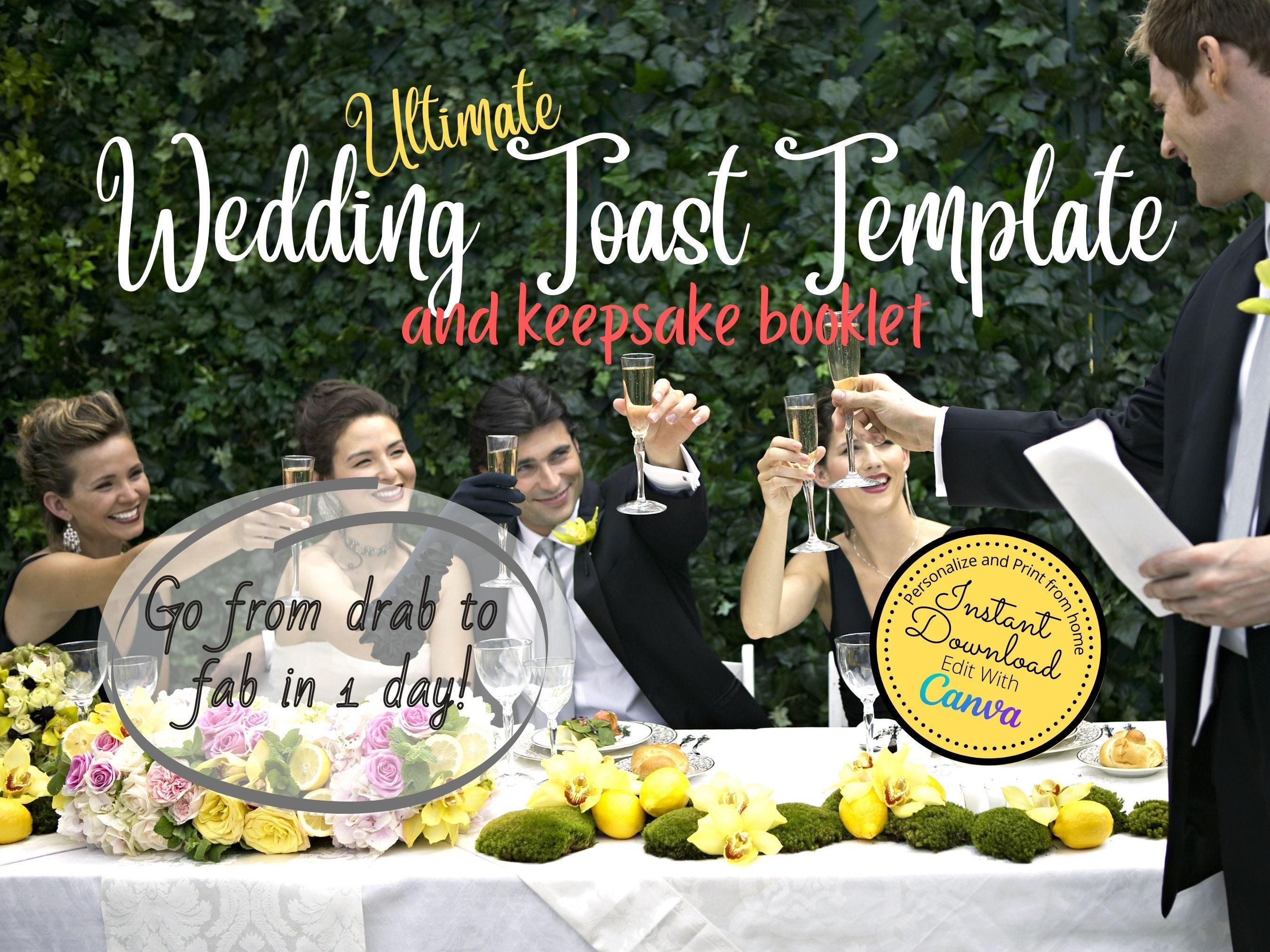 Wedding Toast Template Instant Download Maid of Honor, Best Man, Father ...