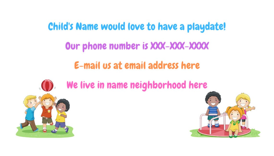 Playdate Card - Etsy