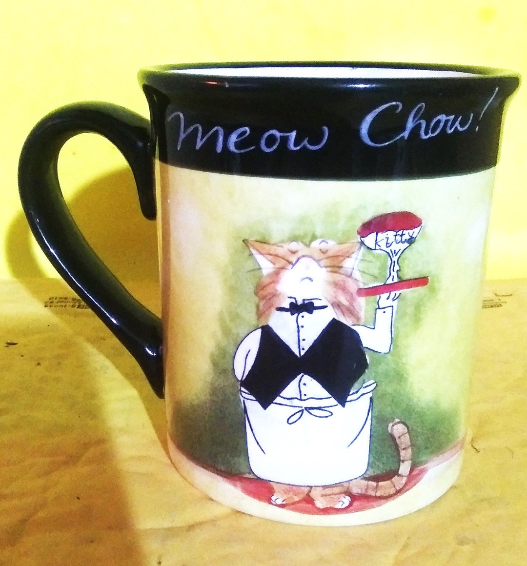 Tracy Flickinger Cat Waiter Meow Chow Coffee Cup Mug - Etsy