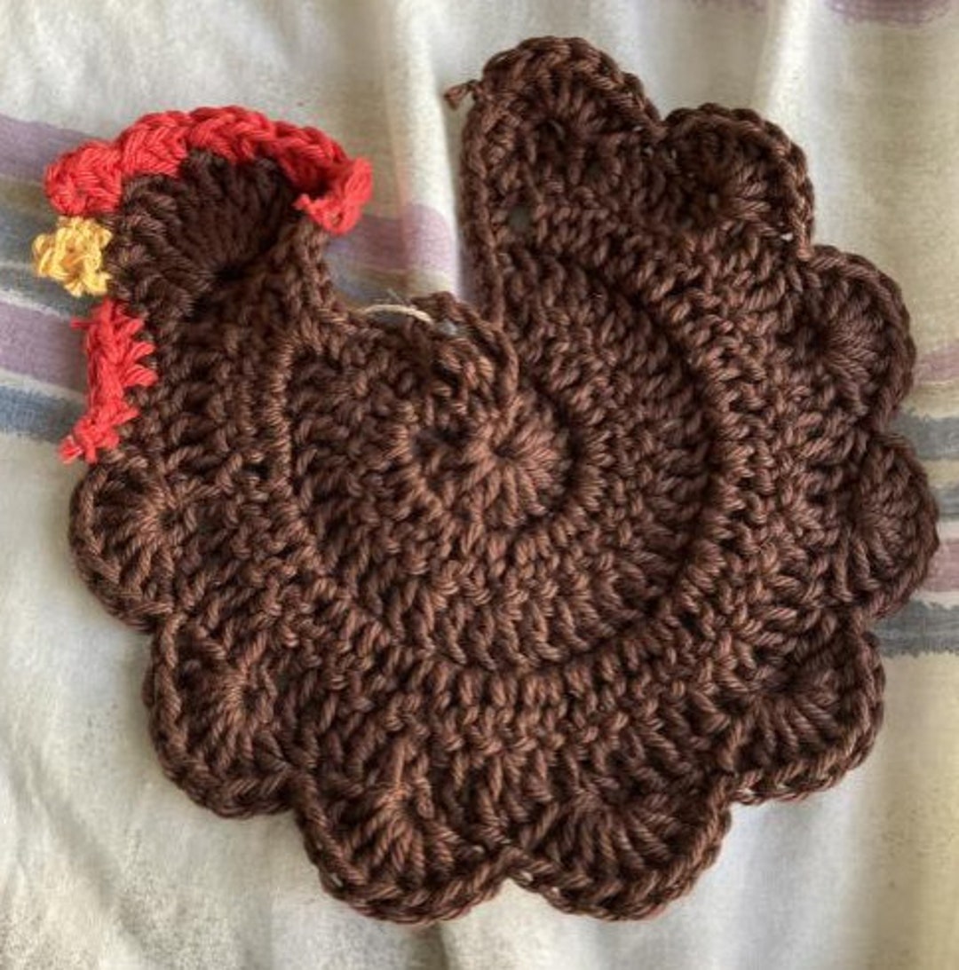 Crochet Chicken Pot Holder Washcloth Dishcloth 100% Cotton - Etsy