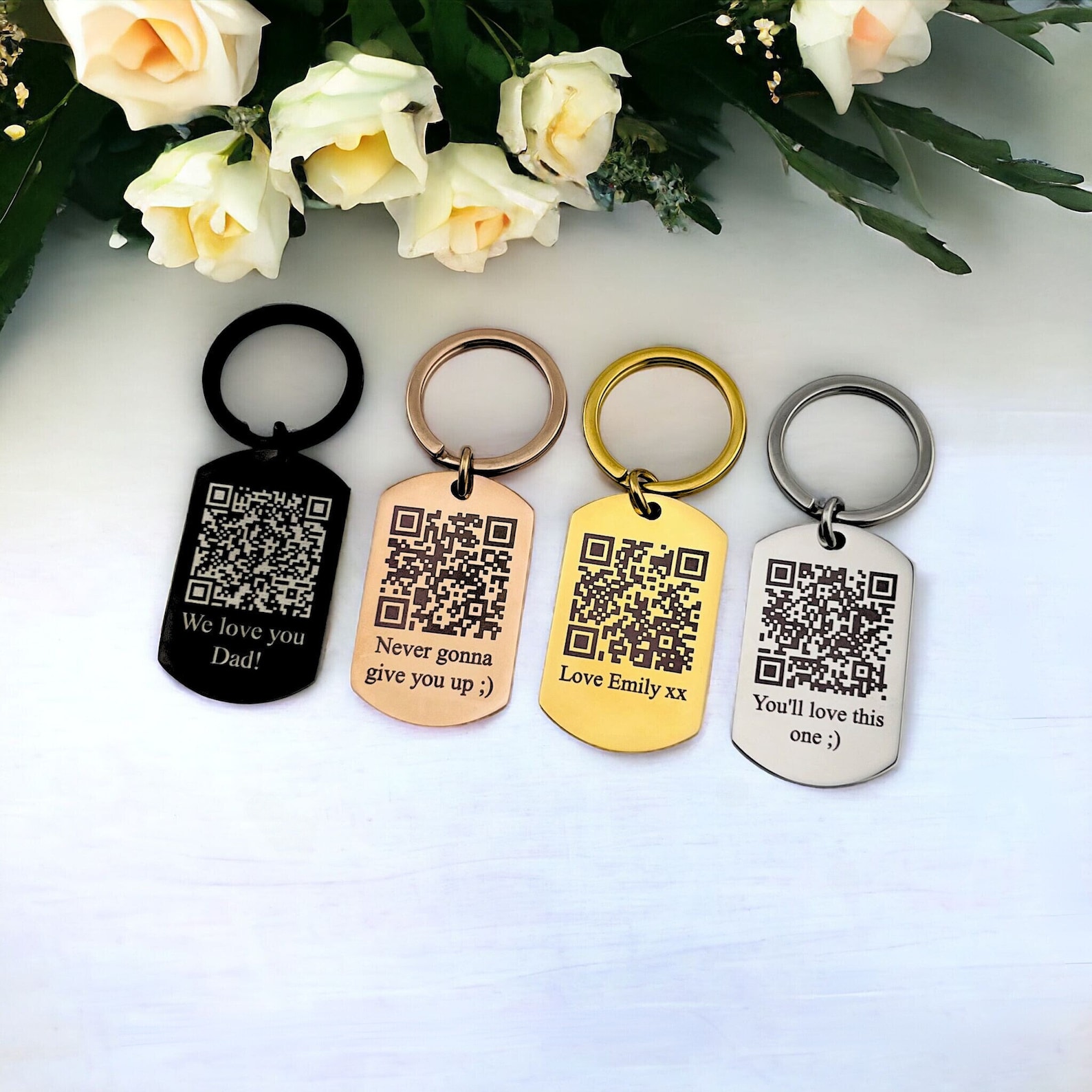 Custom QR Code Keyring | Personalised QR Code Keychain | Personalised ...