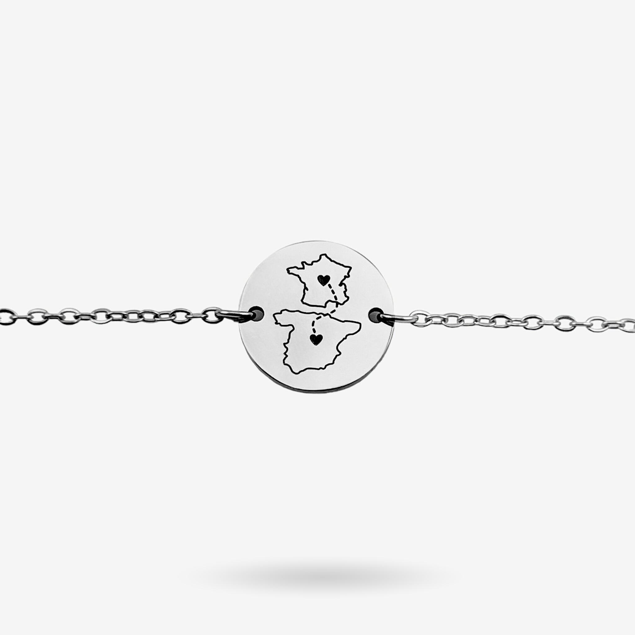 Personalised Two Homes Disc Bracelet | Long Distance Friendship ...