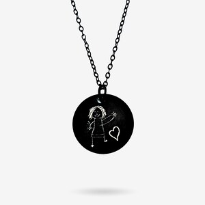 Children's Drawing Disc Necklace | Custom Kid's Art Necklace ...
