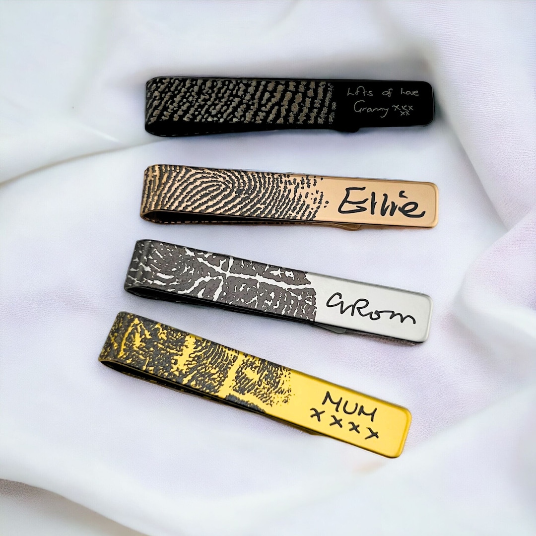 Custom Fingerprint Tie Clip | Actual Handwriting | Best Man | Gift for ...