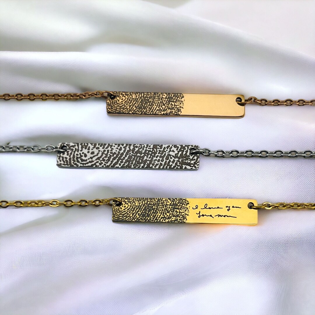 Personalised Fingerprint Plate Necklace Memorial Necklace Keepsake ...