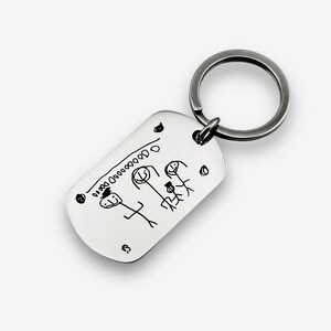 Custom Childrens Drawing Flat Bar Keychain | Actual Kids Drawing ...