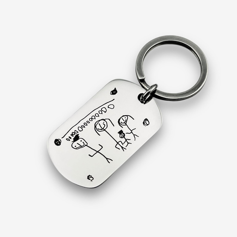 Custom Childrens Drawing Flat Bar Keychain | Actual Kids Drawing ...