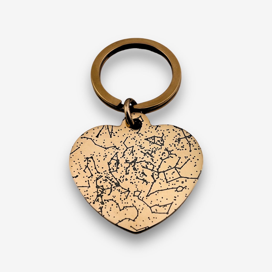 Custom Star Map Keychain | Engraved Personalised Night Sky Heart Shaped ...