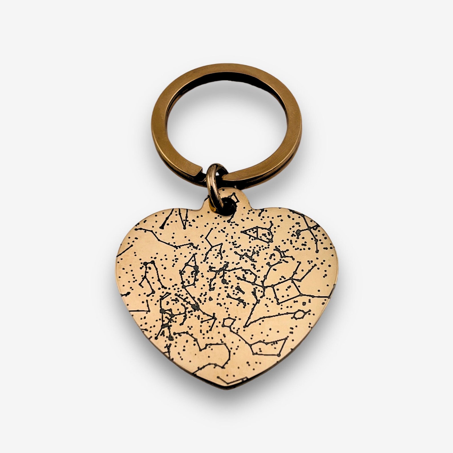 Custom Star Map Keychain | Engraved Personalised Night Sky Heart Shaped ...