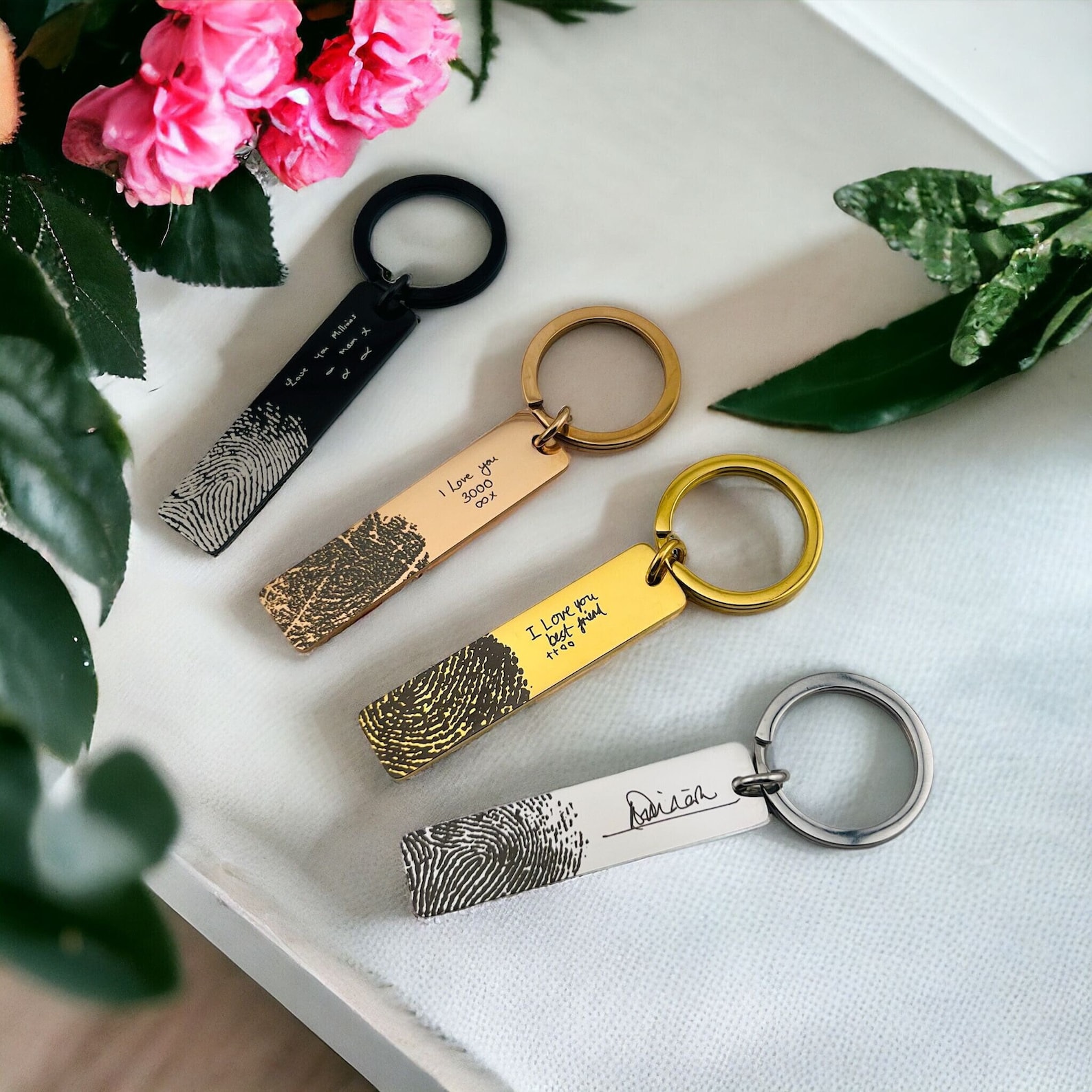 Personalised Fingerprint Slim Bar Keychain | Thumbprint | Actual ...