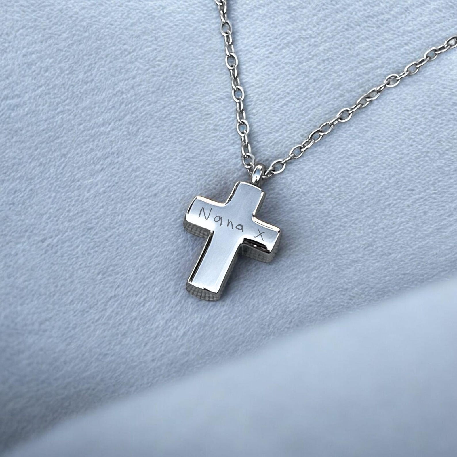 Actual Handwriting Cross Urn Necklace | Personalised Ashes Keepsake ...