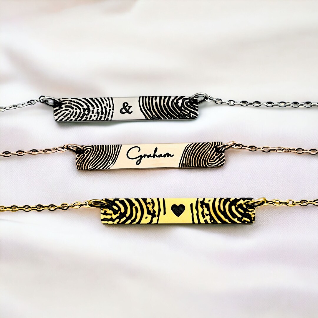 Personalised Fingerprint Plate Necklace | Signature Handwriting Jewelry ...