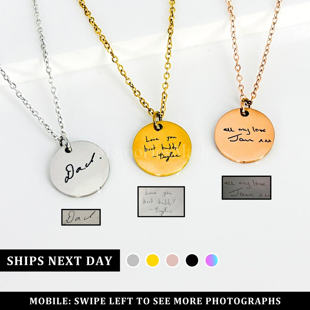 Actual Handwriting Necklace Hand Writing Necklace Keepsake Necklace ...